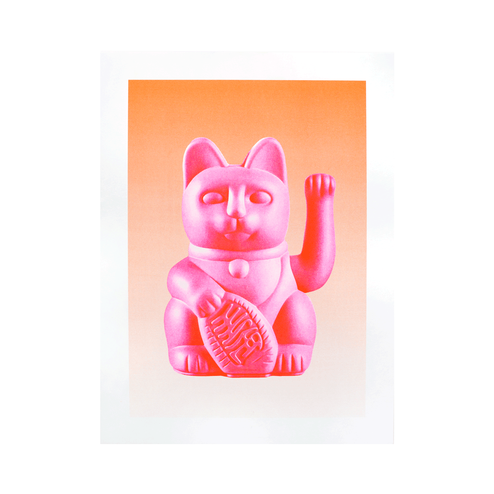 Risography Artprint Lucky Cat Pink – Donkey Products